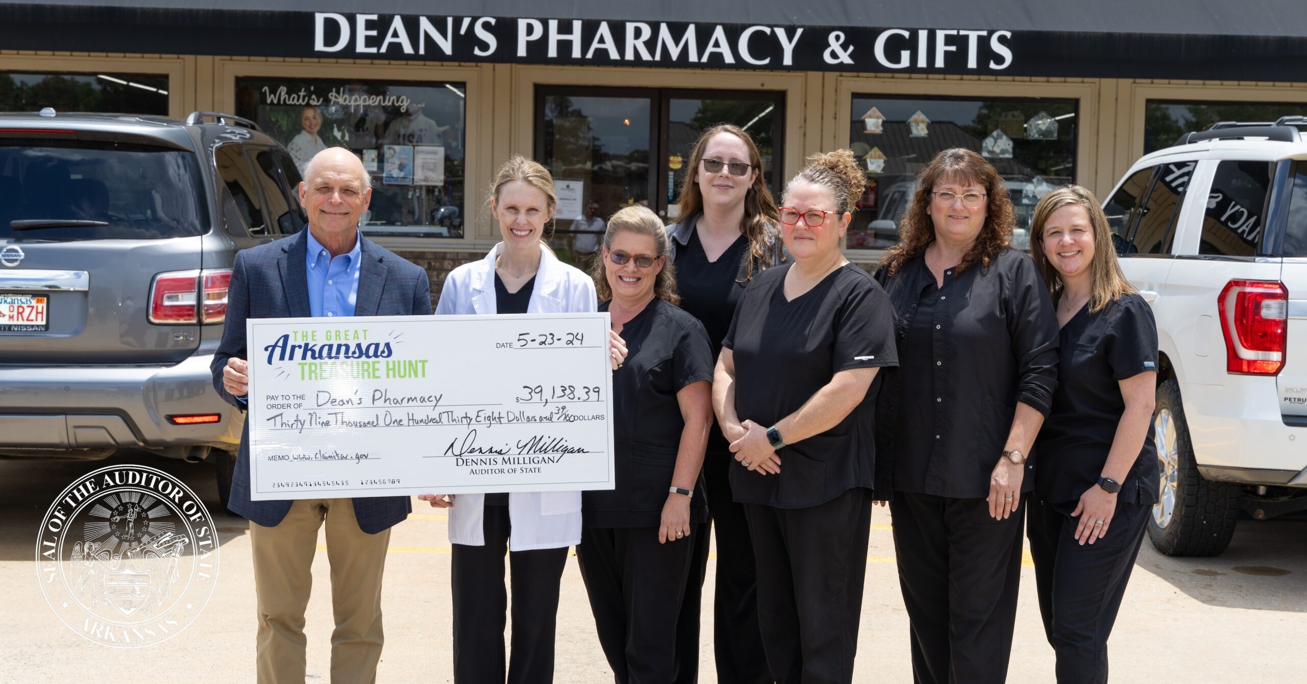 State Auditor Dennis Milligan Administers Check to Dean’s Pharmacy - AR ...