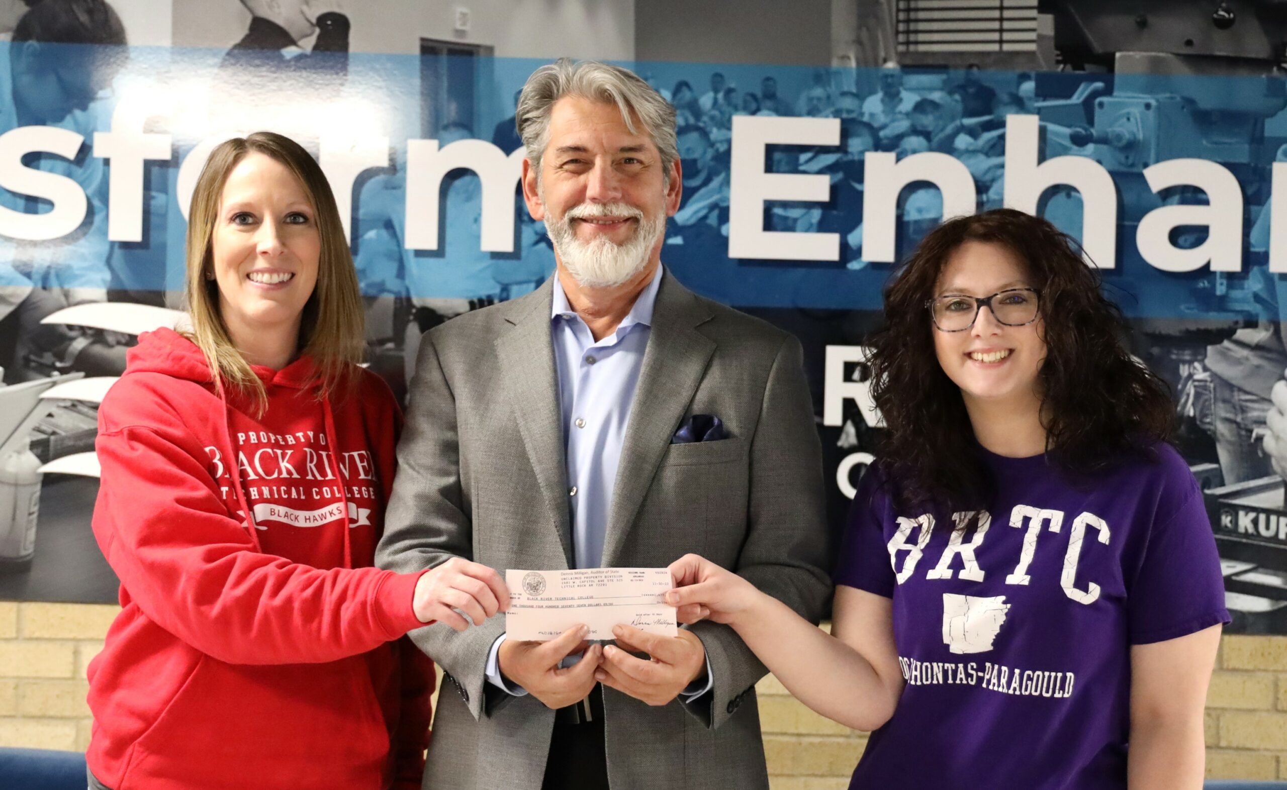 State Auditor Dennis Milligan Sends Check to Black River Technical College - AR Auditor